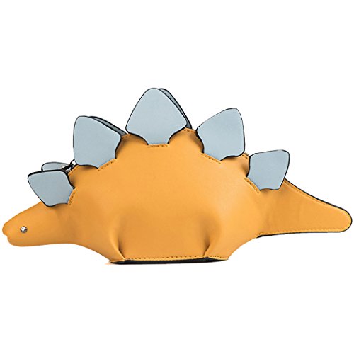 MILATA Dinosaur Shape Cross Body Bag Women Pu Leather Chic Clutch Purse for Girls (yellow)