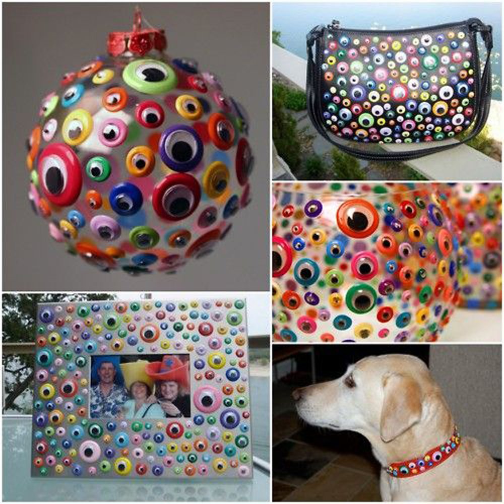 CCINEE 500 Pieces 6-12 mm Wiggle Eyes Multi Color Googly Eyes with Self Adhesive Eyelash Googly Eyes for Craft Making