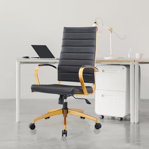 LUXMOD Vegan Leather high Back Office Chair, White