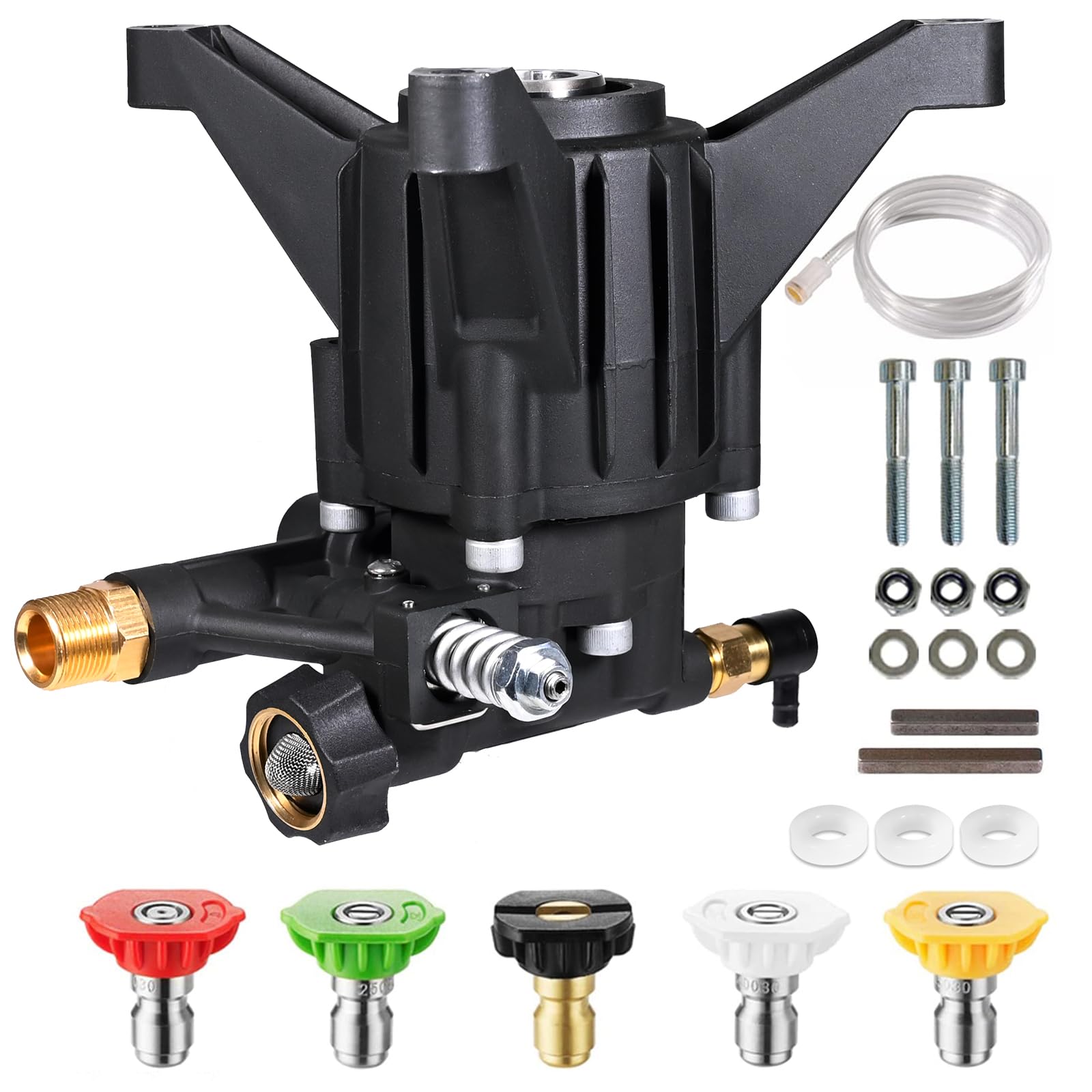 YAMATIC Vertical Pressure Washer Pump Max 3400 PSI 2.5 GPM, 7/8" Shaft Replacement Pump for Power Washer, Compatible with Simpson, Honda, Ryobi, Craftsman, GCV190 Rear Inlet/Outlet