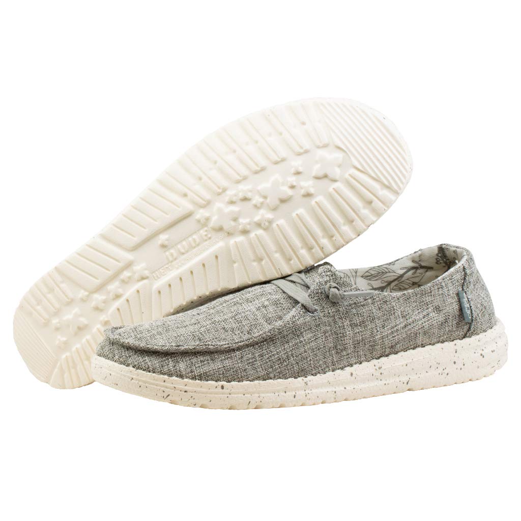 Hey Dude Women's Wendy L Linen Iron Size 9 | Women’s Shoes | Women’s Lace Up Loafers | Comfortable & Light-Weight