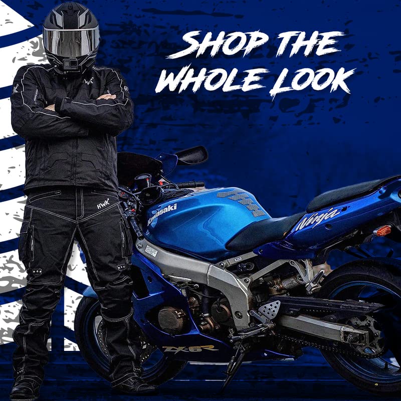 HWK Spyder Motorcycle Jacket for Men with Weather Resistant Cordura Textile Fabric for Enduro Motocross Jacket LARGE/BLACK