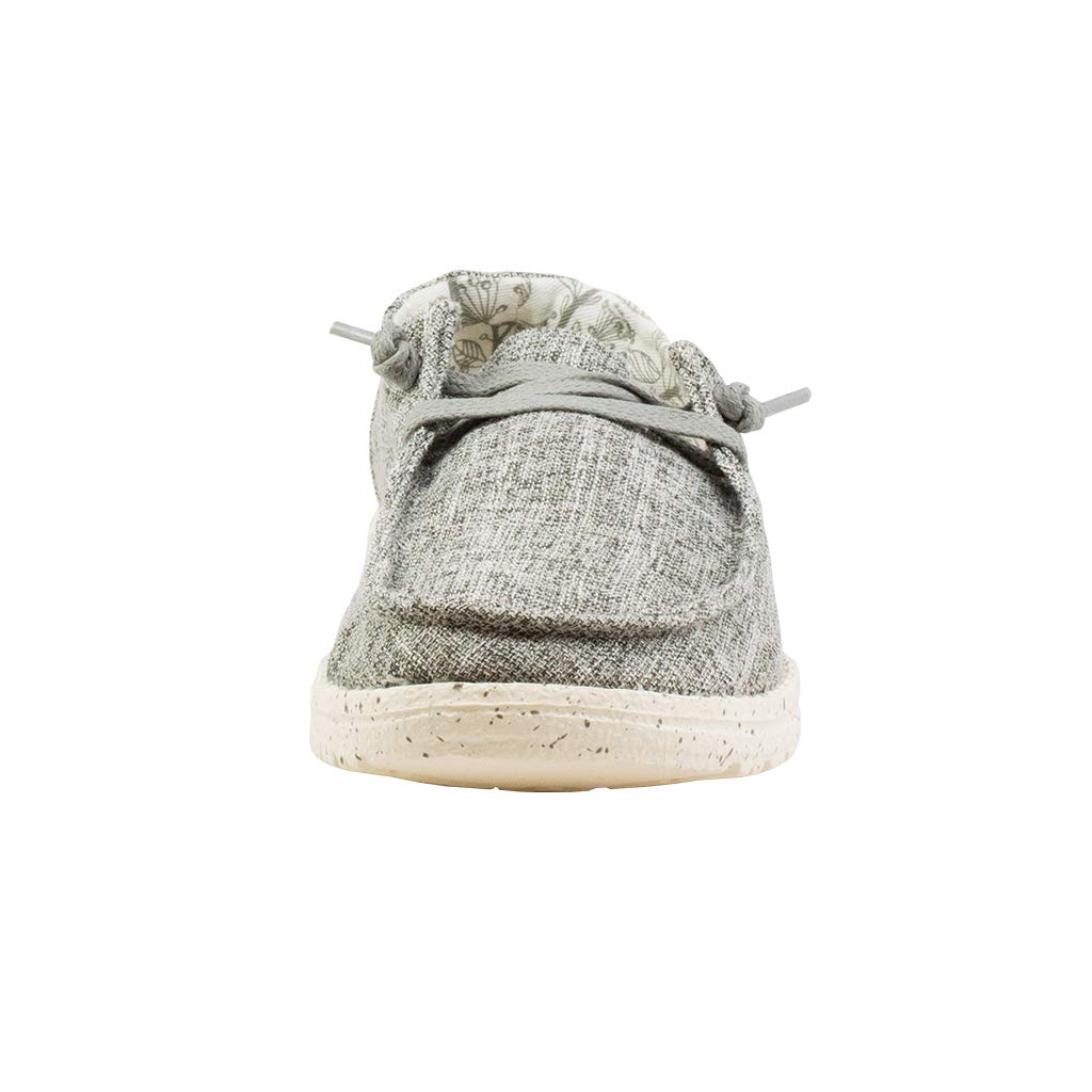 Hey Dude Women's Wendy L Linen Iron Size 9 | Women’s Shoes | Women’s Lace Up Loafers | Comfortable & Light-Weight