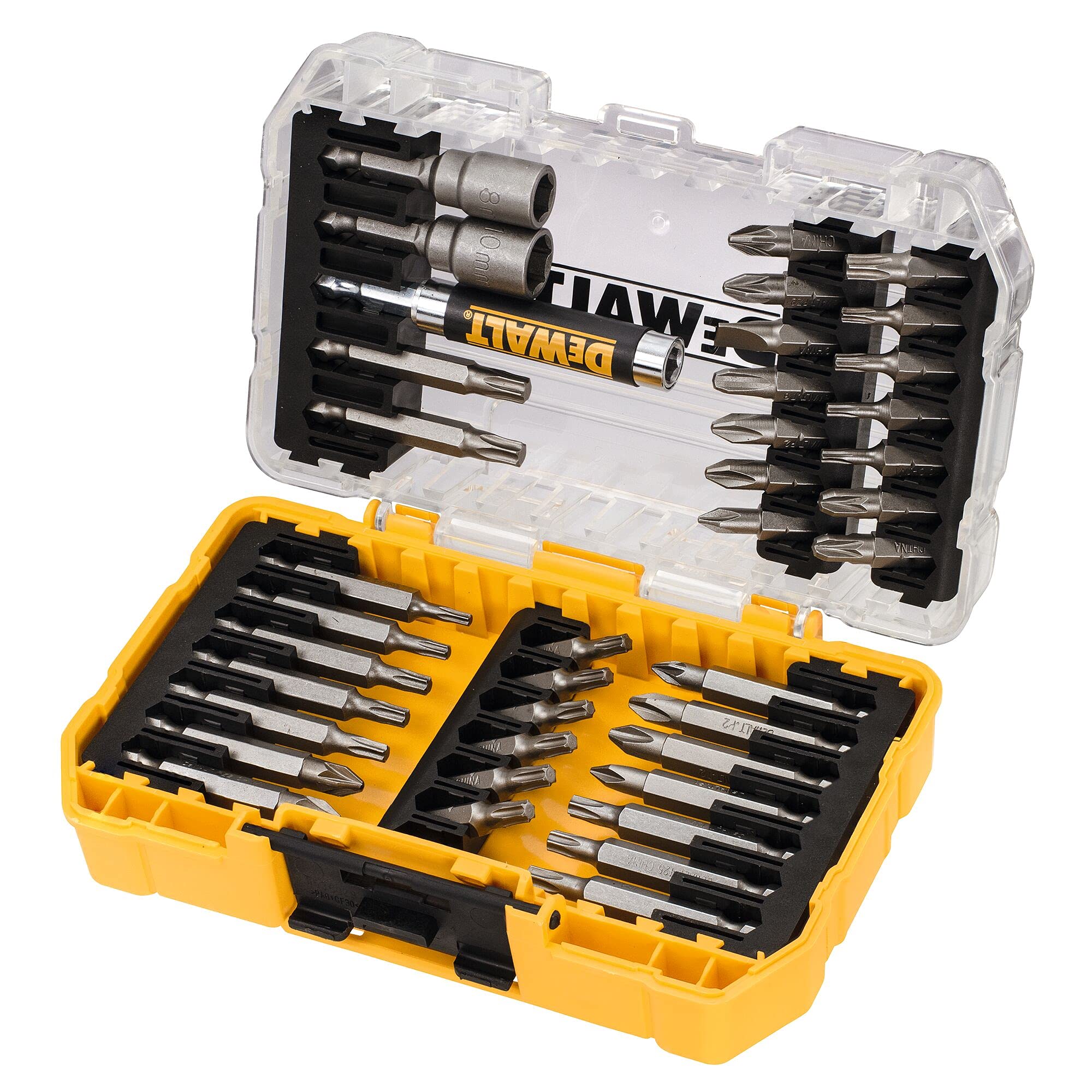 DeWalt screwdriving work, contains Phillips, slotted, Pozi and Torx bit bits DT70717 40 pieces. High performance screwdriver bit set