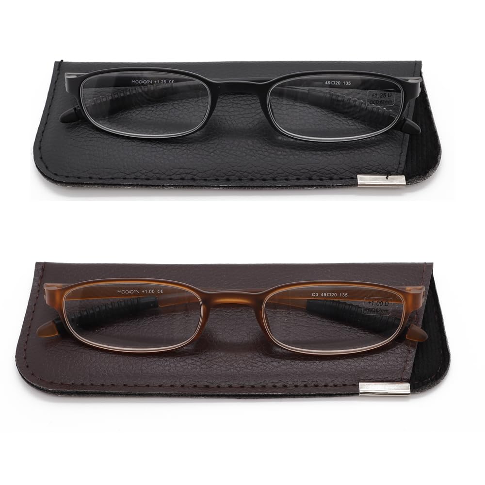 Mcoorn Lightweight Reading Glasses,Flexible(Memory Plastic) Readers, Men and Women