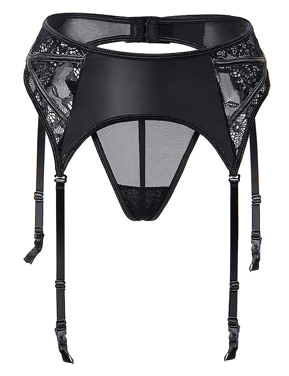 comeondear Plus Size Garter Belts - Women Black Lace High-Waisted Garter Belt
