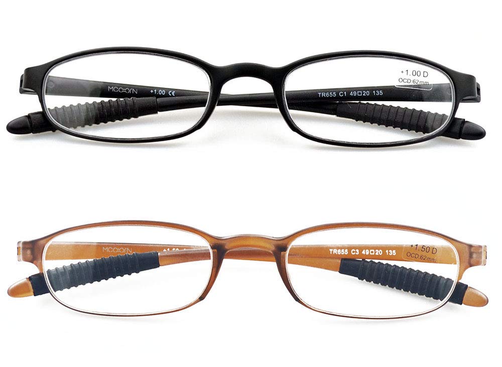Mcoorn Lightweight Reading Glasses,Flexible(Memory Plastic) Readers, Men and Women