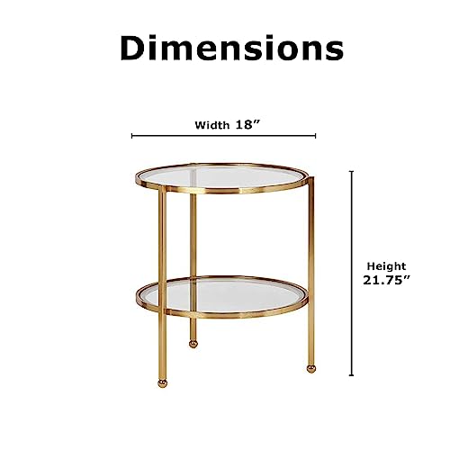 Amazon Brand β Rivet Modern Round Metal Coffee Table, 18.5"H, Gold and Glass