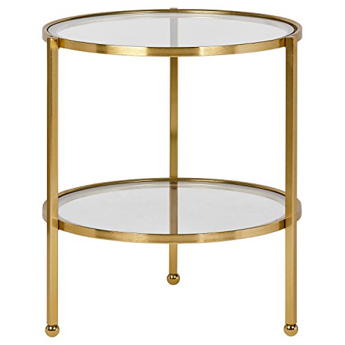 Amazon Brand β Rivet Modern Round Metal Coffee Table, 18.5"H, Gold and Glass