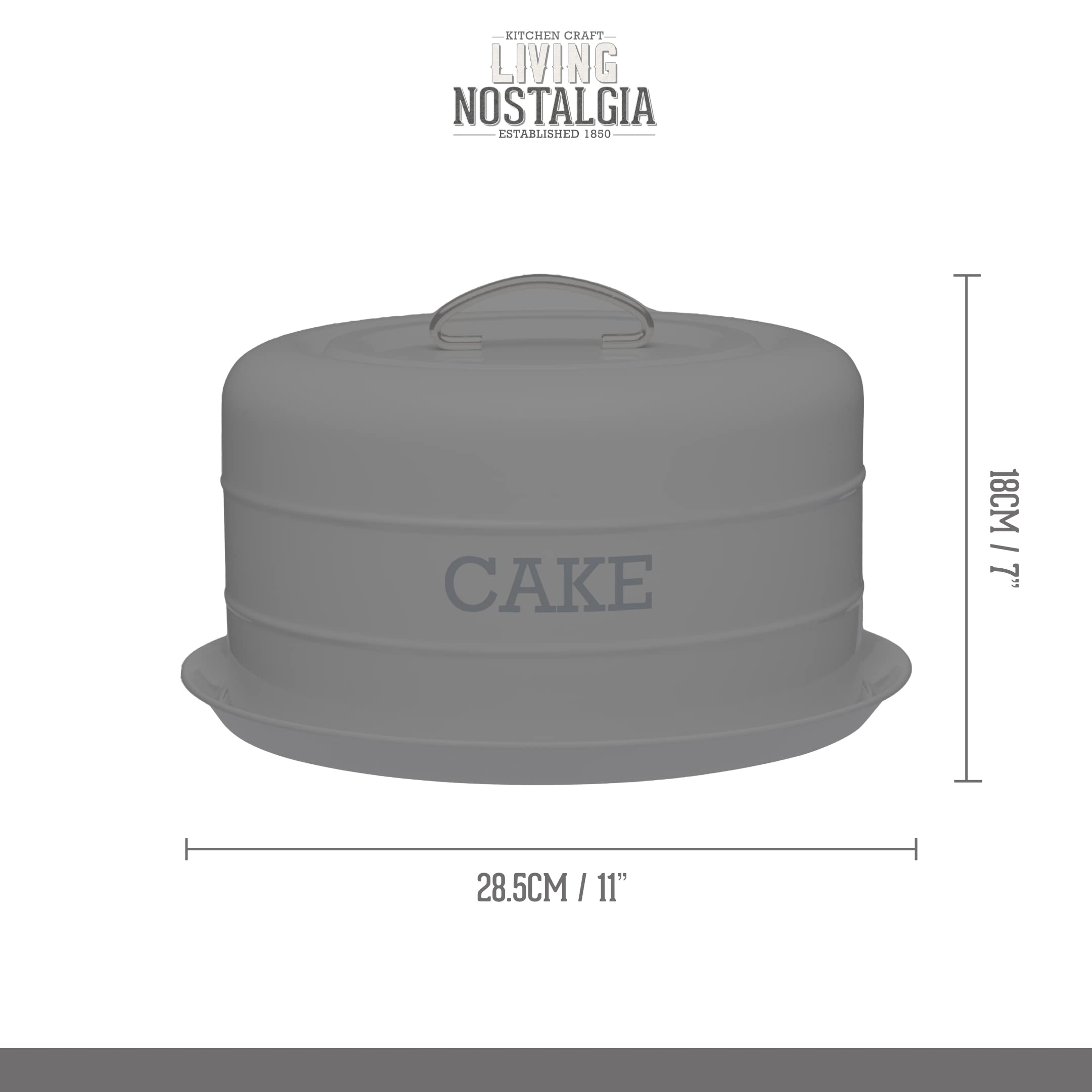 Kitchen Craft Living Nostalgia Airtight Cake Storage Tin/Cake Dome, 28.5 x 18 cm, English Sage Green