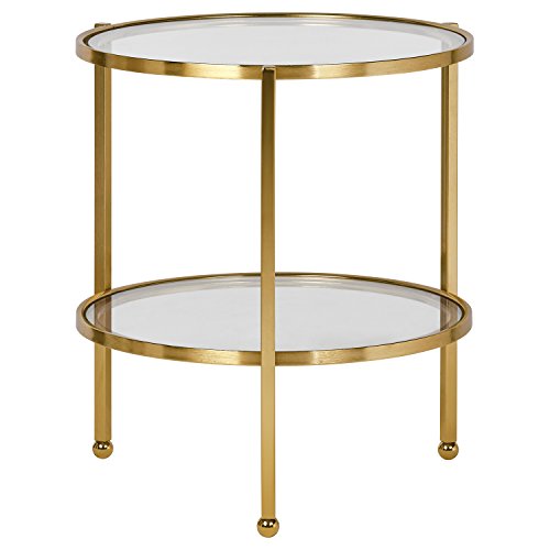 Amazon Brand β Rivet Modern Round Metal Coffee Table, 18.5"H, Gold and Glass