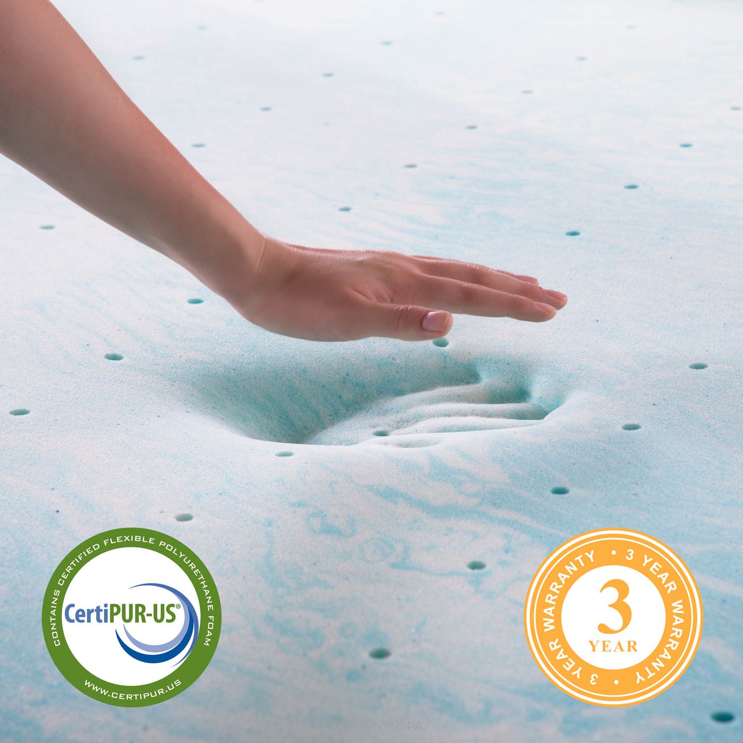 LINENSPA 4 Inch Gel Swirl Memory Foam Mattress Topper – Cooling Gel Infused – Pressure Relieving – CertiPUR Certified - Twin XL