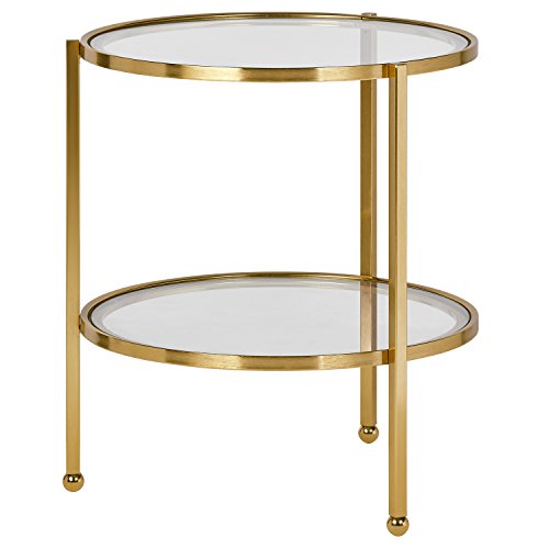 Amazon Brand β Rivet Modern Round Metal Coffee Table, 18.5"H, Gold and Glass