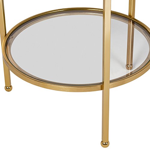 Amazon Brand β Rivet Modern Round Metal Coffee Table, 18.5"H, Gold and Glass