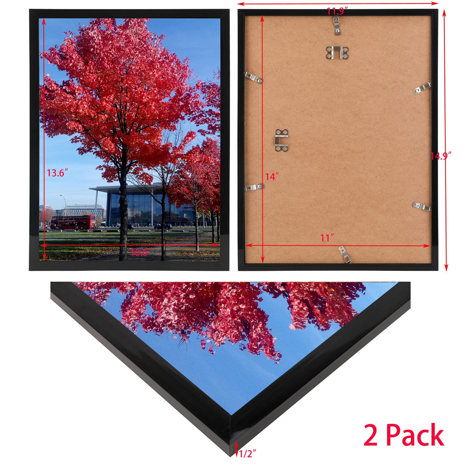 Medog 11x14 Document Frame, Diploma Certificate Frame, Display Pictures 11x14 Picture Frame Black, 2 Pack