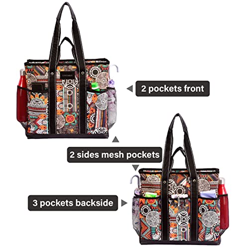 DEMOMENT Water Resistance Large Canvas Utility Tote Bag,Work Teacher Nurse Shoulder Women Bag(Tribal)