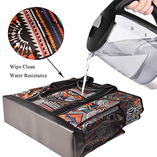 DEMOMENT Water Resistance Large Canvas Utility Tote Bag,Work Teacher Nurse Shoulder Women Bag(Tribal)