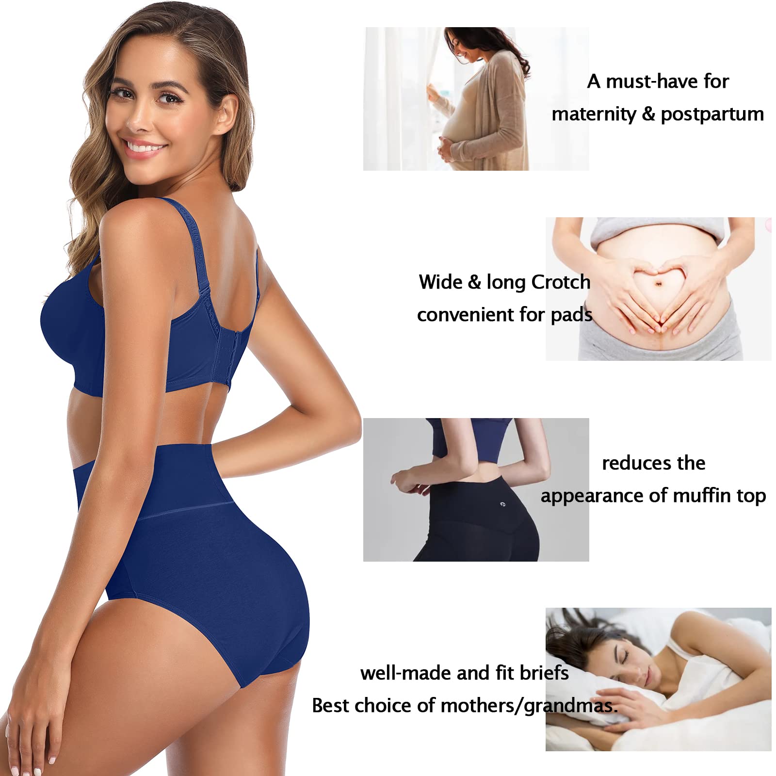 K-CHEONY Womens Underwear Tummy Control High Waisted Cotton Postpartum Panties Plus Size Maternity Ladies Briefs, XX-Large