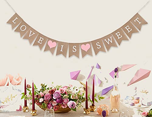 Love is Sweet Burlap Banner - Love is Sweet Decorations, Sweets Burlap Banner,Baby Shower,Photo Decoration Props, Rustic Wedding Bridal shower Decor