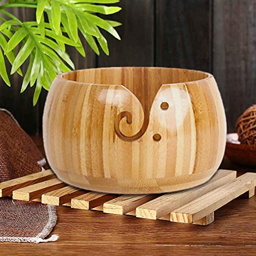Dumta Dustproof Natural Wooden Wool Yarn Storage Bowl Crochet Knitting Needle Storage Holder Knitting Supplies Organizer
