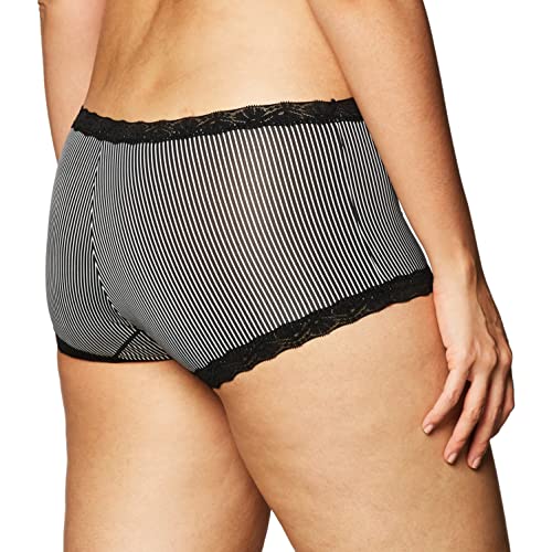 Maidenform Women's Microfiber with Lace Boyshort PantyClassic Stripe Print/Black8/X-Large