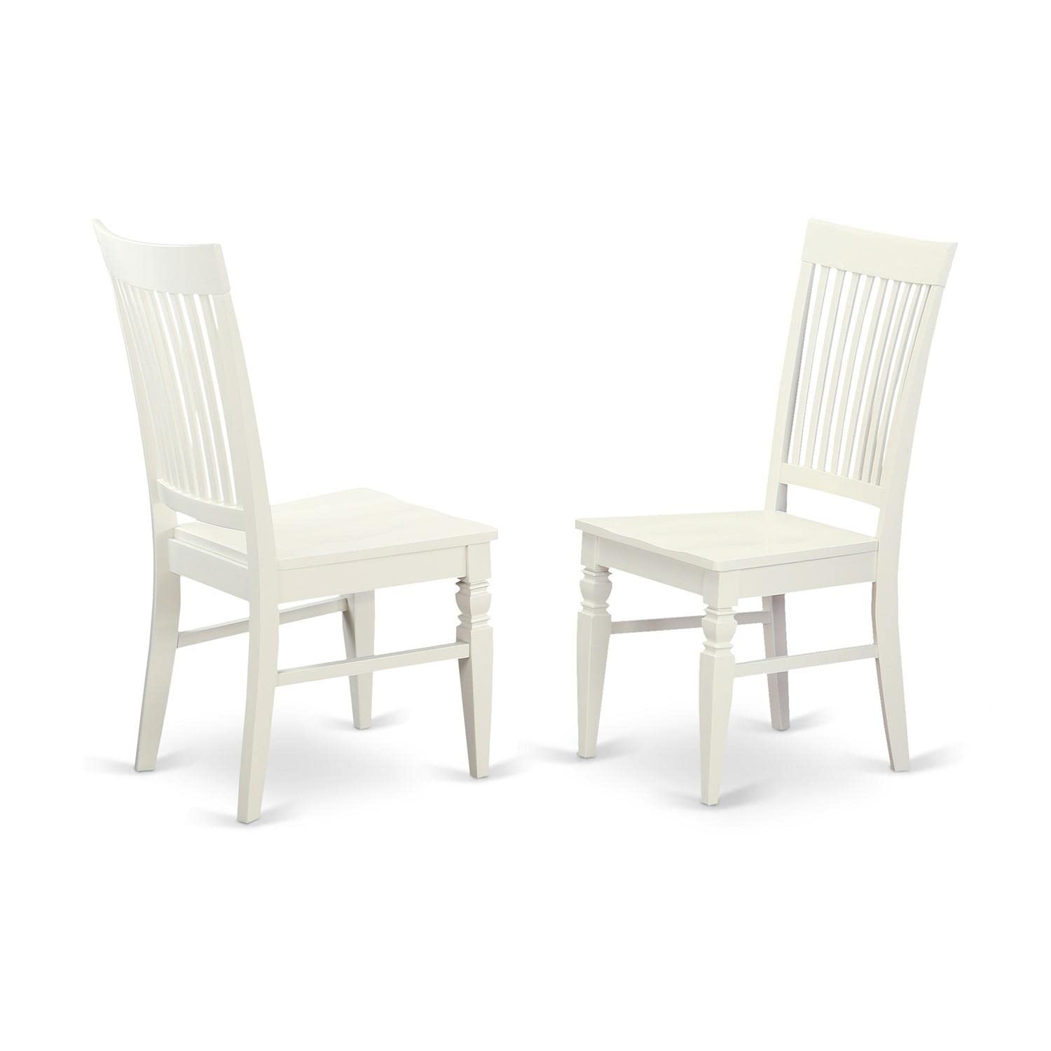East West Furniture SHWE5-WHI-W 5 Piece Modern Dining Table Set Includes a Round Kitchen Table with Pedestal and 4 Dining Chairs, 42x42 Inch, Linen White