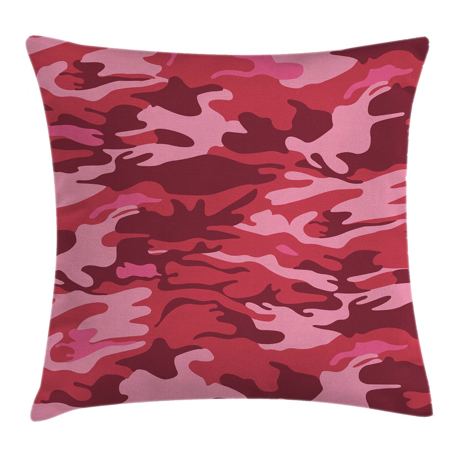 Ambesonne Camo Throw Pillow Cushion Cover, Camouflage Texture Design in Shades of Pink Conceptual Autumn Theme, Decorative Square Accent Pillow Case, 18" X 18", Coral Pink