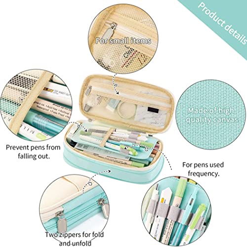 Big Capacity Pencil Pen Case, Office College School Storage Pouch Holder Box Organizer Blue (Cyan) Pencil Case, Large Pencil Case, Aesthetic Pencil Case, Pencil Case Large, Expandable Pencil