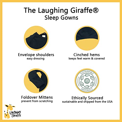Laughing Giraffe Baby Infant Blank Long Sleeve Sleeper Gown With Mitten Cuffs - Black (0-3 Months -3850)