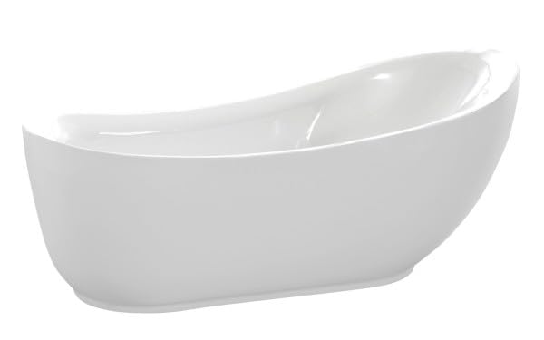 ANZZI Freestanding Tub 71" Modern Whirlpool, Glossy White Acrylic + Fiberglass, Stand Alone Soaker Hot Tub + Built-in Overflow & Drain for Bathroom, Talyah Serie (FT-AZ090)