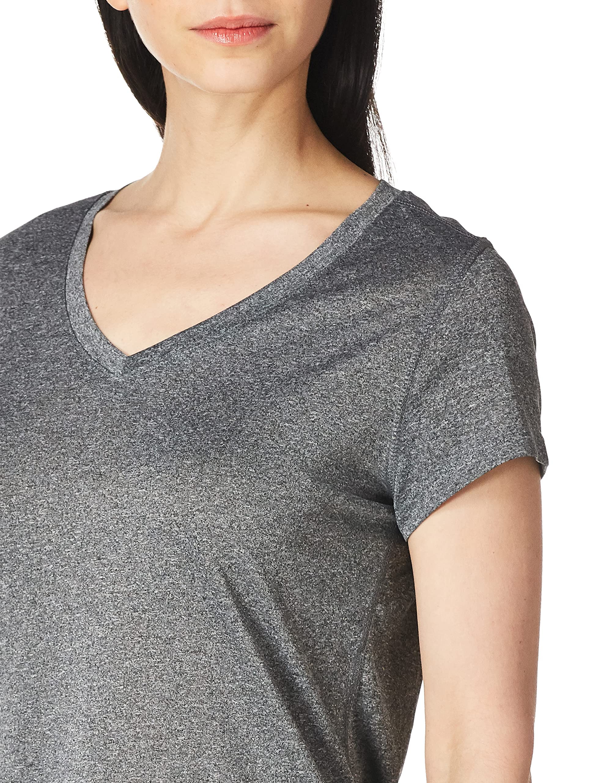 Hanes Women's Sport Performance V-Neck Tee, Ebony Heather, X-Large