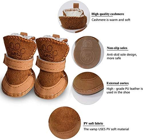URBEST Dog Shoes with Hook Loop Closure Booties Pet Dog Chihuahua Shoes Boots, 4Pcs (1#, Pink)