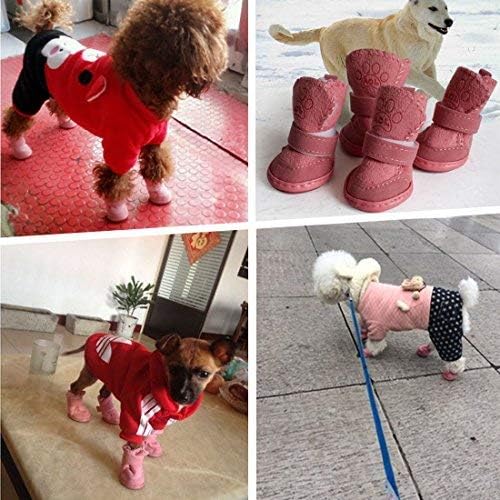 URBEST Dog Shoes with Hook Loop Closure Booties Pet Dog Chihuahua Shoes Boots, 4Pcs (1#, Pink)
