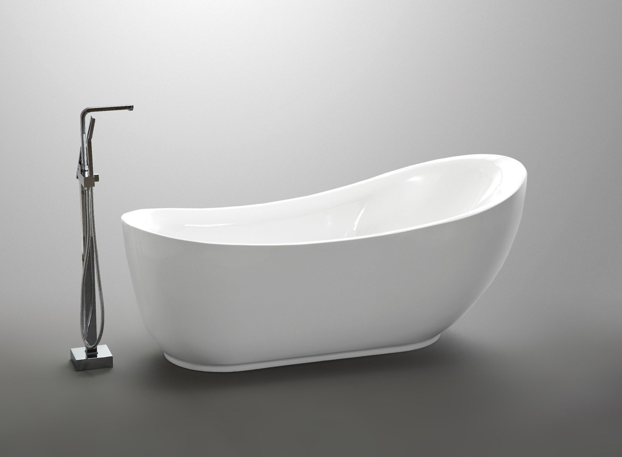 ANZZI Freestanding Tub 71" Modern Whirlpool, Glossy White Acrylic + Fiberglass, Stand Alone Soaker Hot Tub + Built-in Overflow & Drain for Bathroom, Talyah Serie (FT-AZ090)