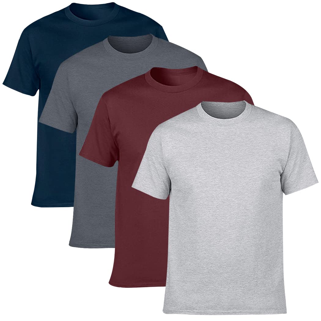 NDB Men's Classic T-shirt Basic Short Sleeve Cotton Tee(pack of 4), Assorted, Medium