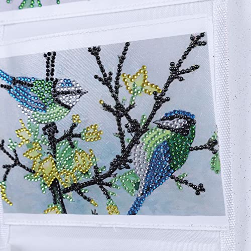 Alloyseed Hanging Storage Bag, Wall Mounted 3 Bags DIY Diamond Painting Storage Bag Over The Door Storage Pockets Fabric Wall Door Closet Hanging Storage Bag Organizer