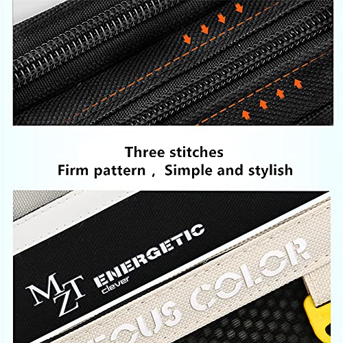 HANXIUCAO Pen Case 3-layer Storage Bag, Portable Pencil Case, Stationery Box, High-quality Zipper Pen Case, Used As A Pen Holder Tool Bag Storage Box (Simple style ,black and gray)