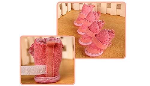 URBEST Dog Shoes with Hook Loop Closure Booties Pet Dog Chihuahua Shoes Boots, 4Pcs (1#, Pink)