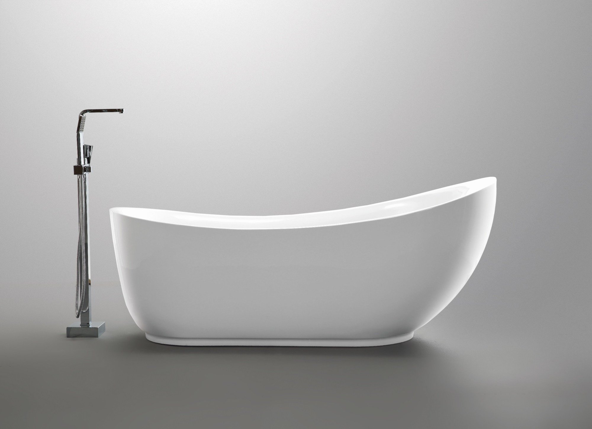 ANZZI Freestanding Tub 71" Modern Whirlpool, Glossy White Acrylic + Fiberglass, Stand Alone Soaker Hot Tub + Built-in Overflow & Drain for Bathroom, Talyah Serie (FT-AZ090)