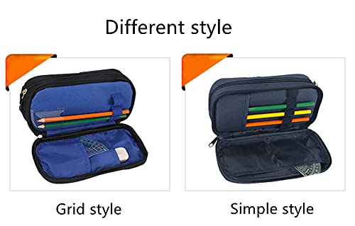 HANXIUCAO Pen Case 3-layer Storage Bag, Portable Pencil Case, Stationery Box, High-quality Zipper Pen Case, Used As A Pen Holder Tool Bag Storage Box (Simple style ,black and gray)
