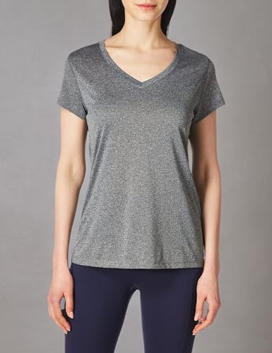 Hanes Women's Sport Performance V-Neck Tee, Ebony Heather, X-Large