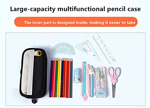 HANXIUCAO Pen Case 3-layer Storage Bag, Portable Pencil Case, Stationery Box, High-quality Zipper Pen Case, Used As A Pen Holder Tool Bag Storage Box (Simple style ,black and gray)
