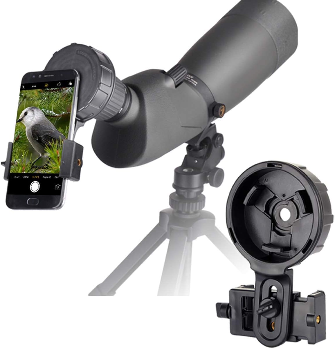 Spotting Scope Smartphone Camera Adapter, Telescope Camera Adapter, Cell Phone Adapter Mount for Binocular Monocular