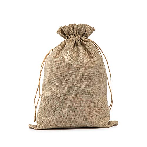 Tapleap Burlap Bags with Drawstring, 8"x12" Burlap Favor Sack (Lot of 20) for Wrapping Favors Gifts, Birthday, Wedding, Party or Household Use