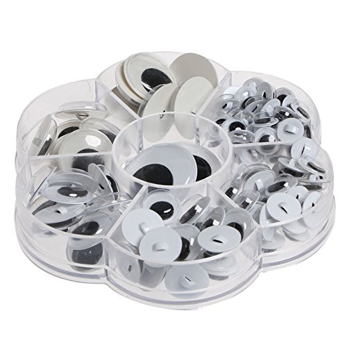 Tangc 128pcs Sew-on Wiggly Wobbly Googly Eyes Scrapbooking Crafts 8-24mm