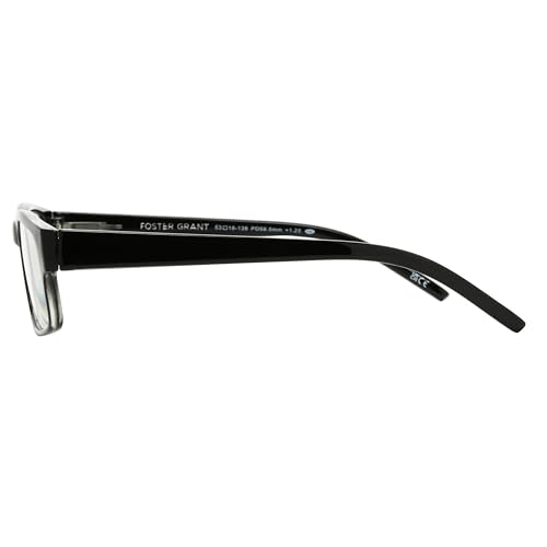 Foster Grant Men's Sloan Square Reading Glasses, Black/Transparent, 59 mm + 1.75