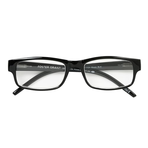 Foster Grant Men's Sloan Square Reading Glasses, Black/Transparent, 59 mm + 1.75