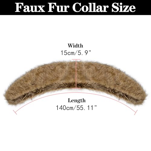 Dikoaina Extra Large Women's Faux Fur Collar for Winter Coat,Raccoon,120cm