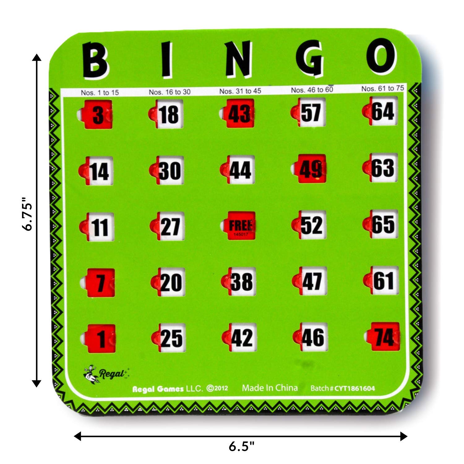 Regal Bingo Bulk Bingo Cards with Sliding Windows - Reusable Large Print Bingo Game Cards for Adults Large Group - 8 Pack, Green