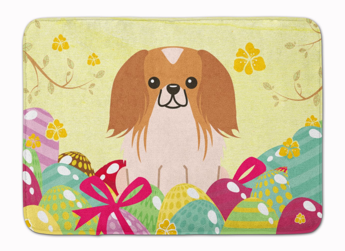 Caroline's Treasures BB6103RUG Easter Eggs Pekingese Red White Machine Washable Memory Foam Mat, Bathroom Rug, Non-Slip Bath Mat, Durable Thick Washable Rugs for Kitchen, Bathroom Quick Dry, Decorativ